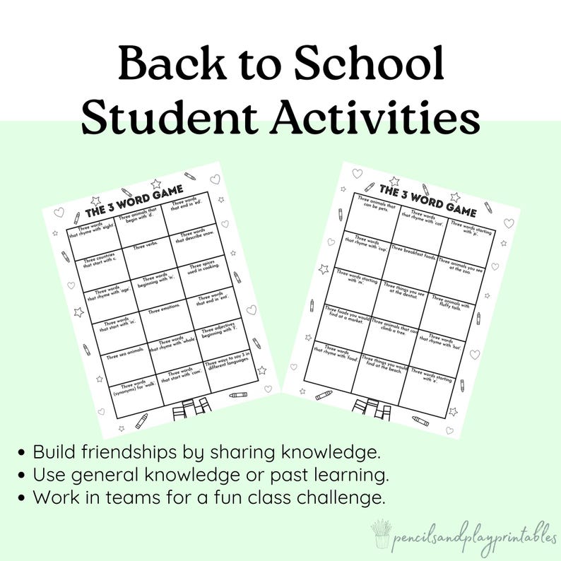 Back to School Student Activities BUNDLE, Ice Breaker Games, New School ...