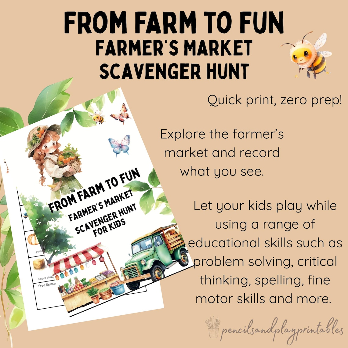 From Farm to Fun Farmer's Market Scavenger Hunt, Printable, Kid's ...