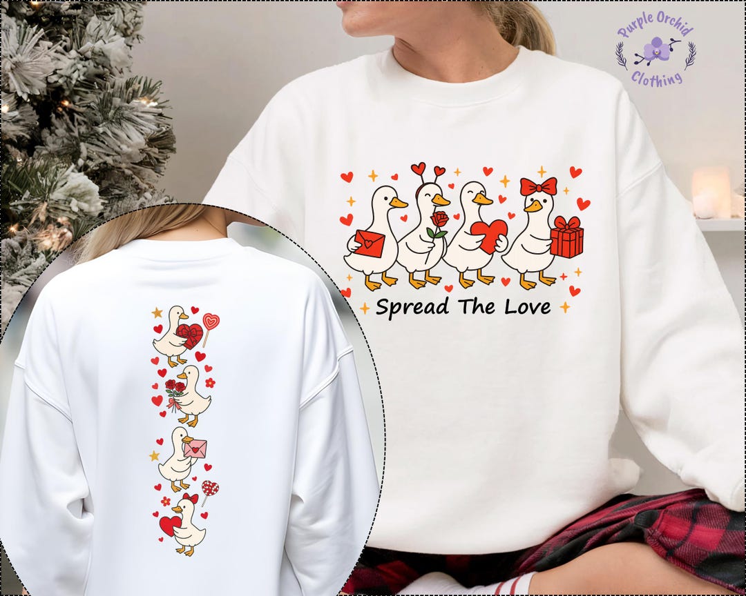 Spread the Love Valentine Sweatshirt: Valentines Day Goose Crewneck - Etsy