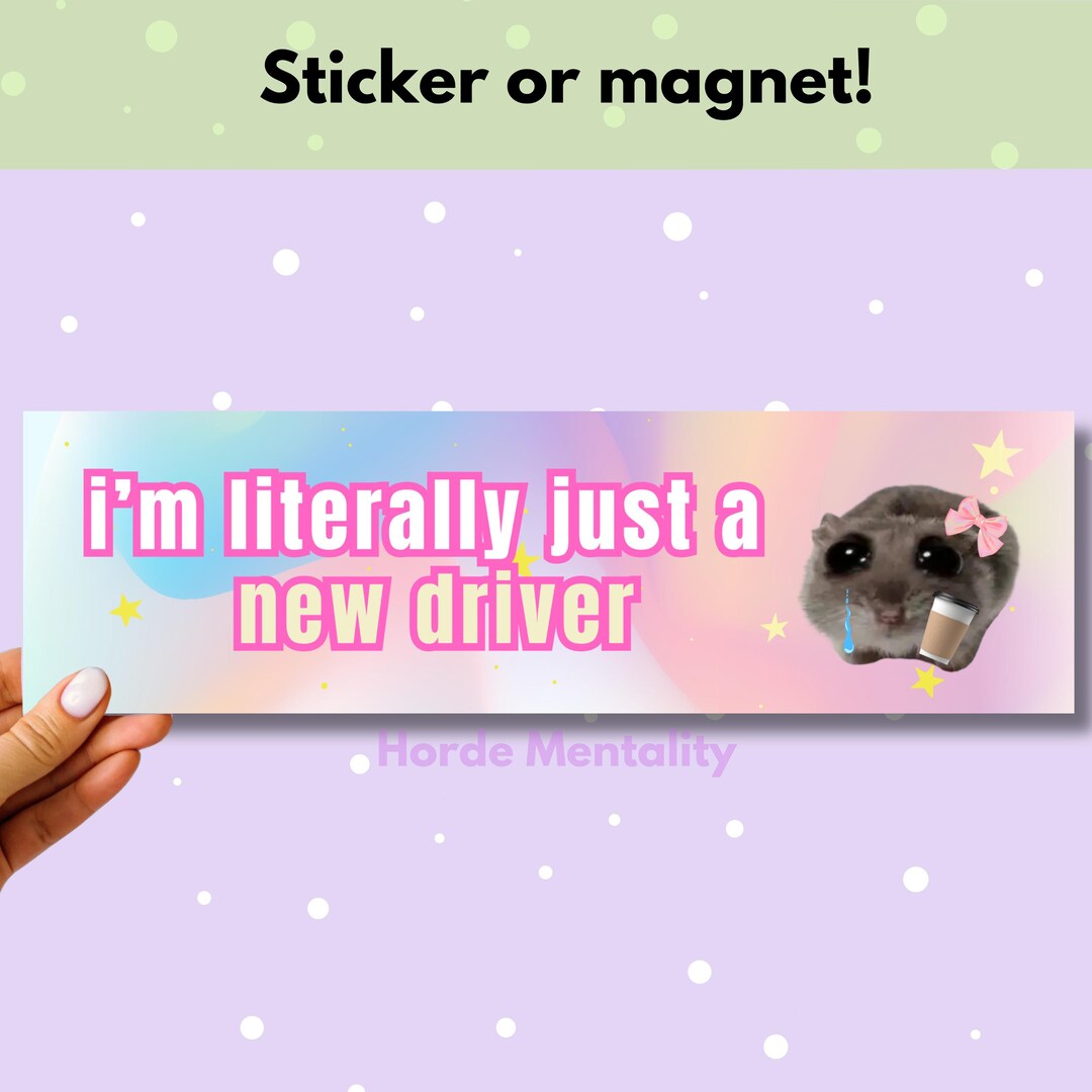 Literally New Driver, Sad Hamster Meme Car Bumper Funny Hamster Magnet ...