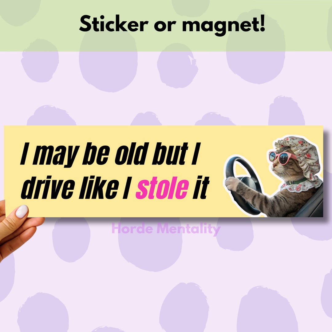 Funny Grandma Cat Bumper Sticker Cute Cat Magnet Kitty Meme Sticker ...