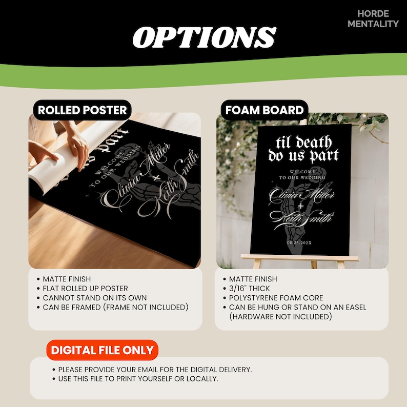 PRINTED or Digital Black Wedding Welcome Sign Poster or Foam Board ...