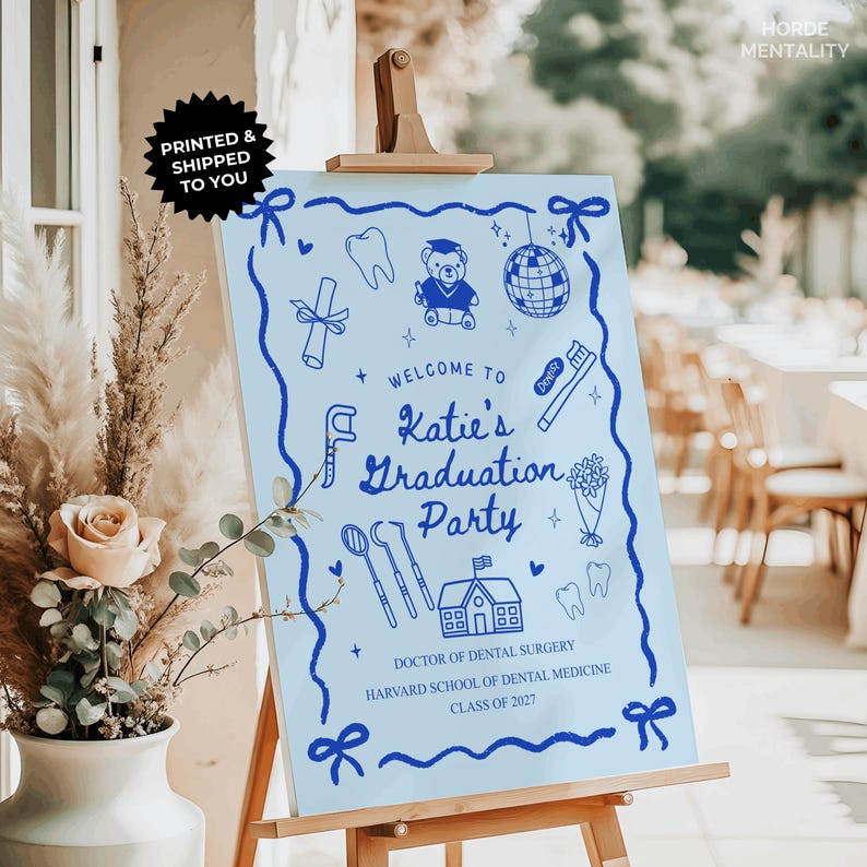 PRINTED Custom Dental Graduation Welcome Sign DDS DMD Grad Party Poster ...