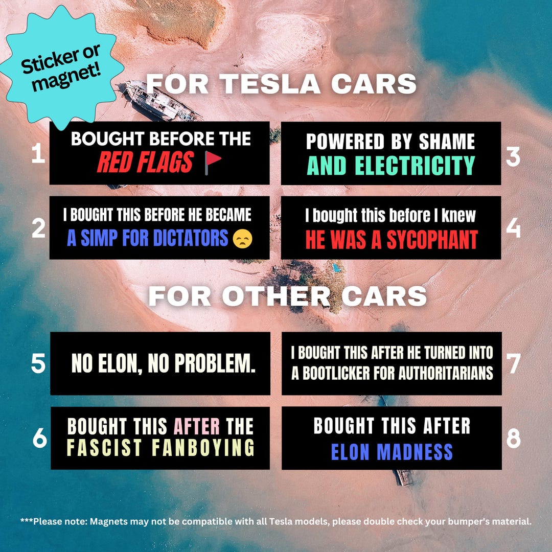 Anti Elon Bumper Tesla Magnet EV Sticker Anti Musk Vinyl Sticker Elon ...
