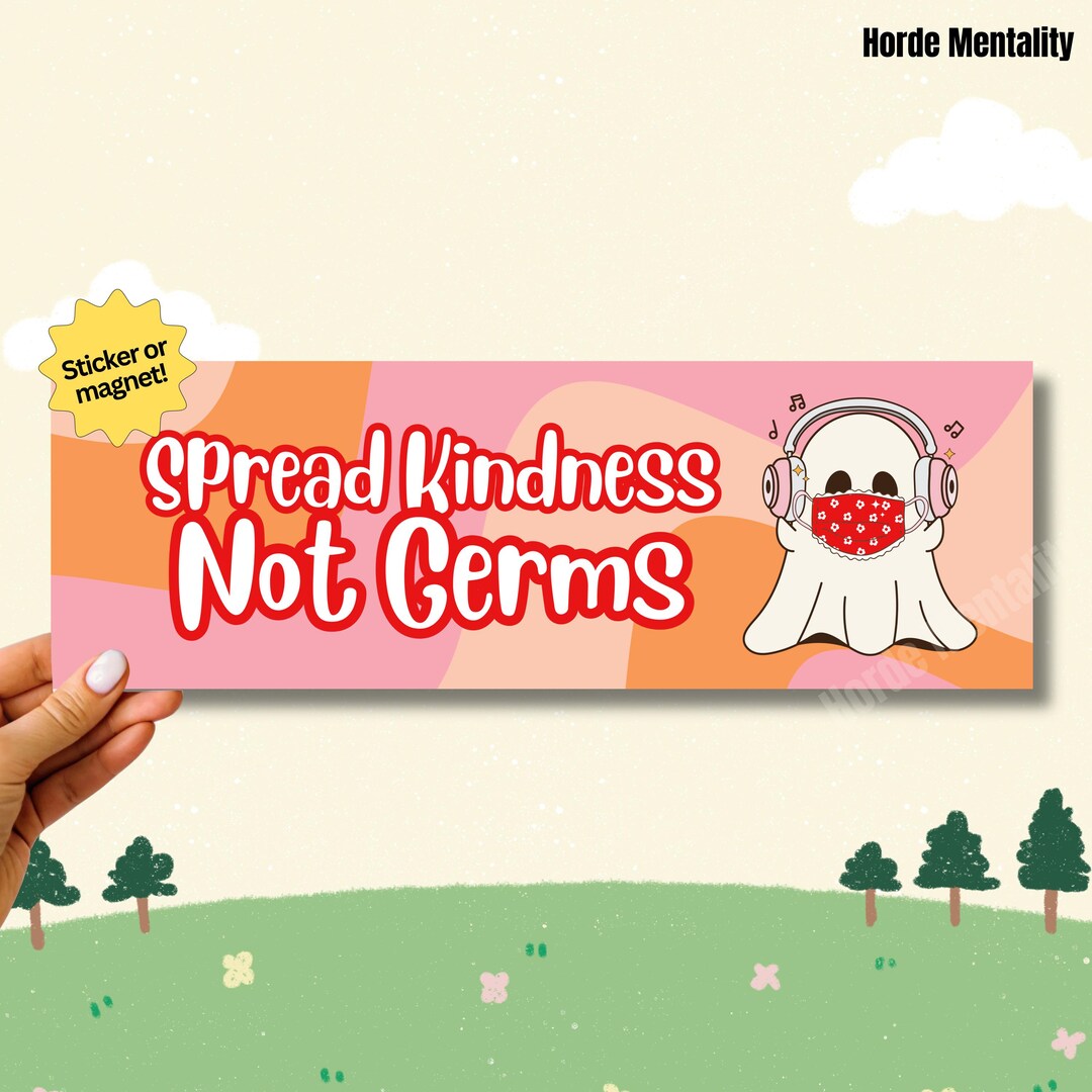 Spread Kindness Not Germs Core Bumper Sticker Retro Be Kind Bumper ...