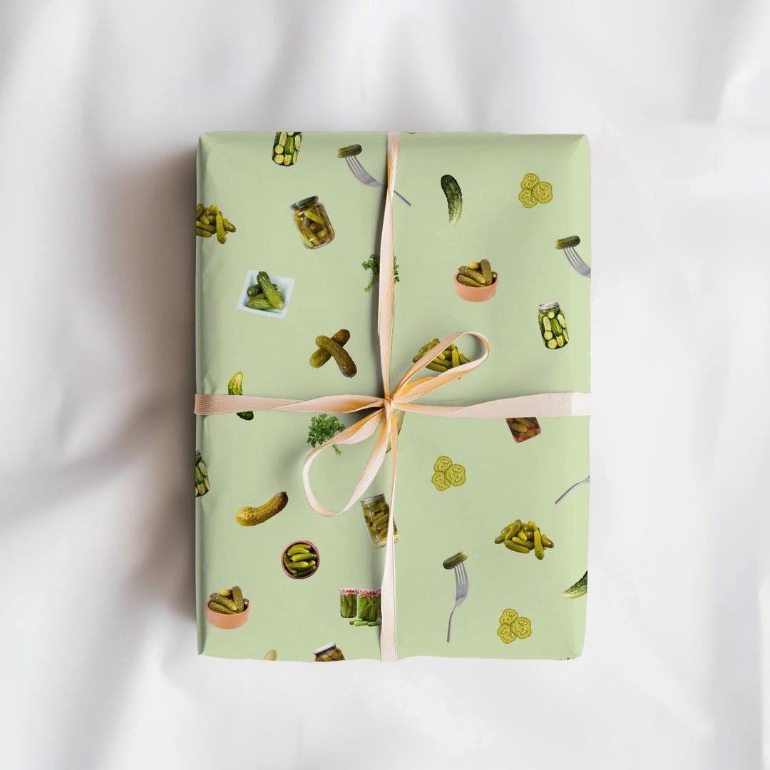 Tiny Pickles Wrapping Paper Roll Cute Pickle Pattern Gift Wrap Canning ...