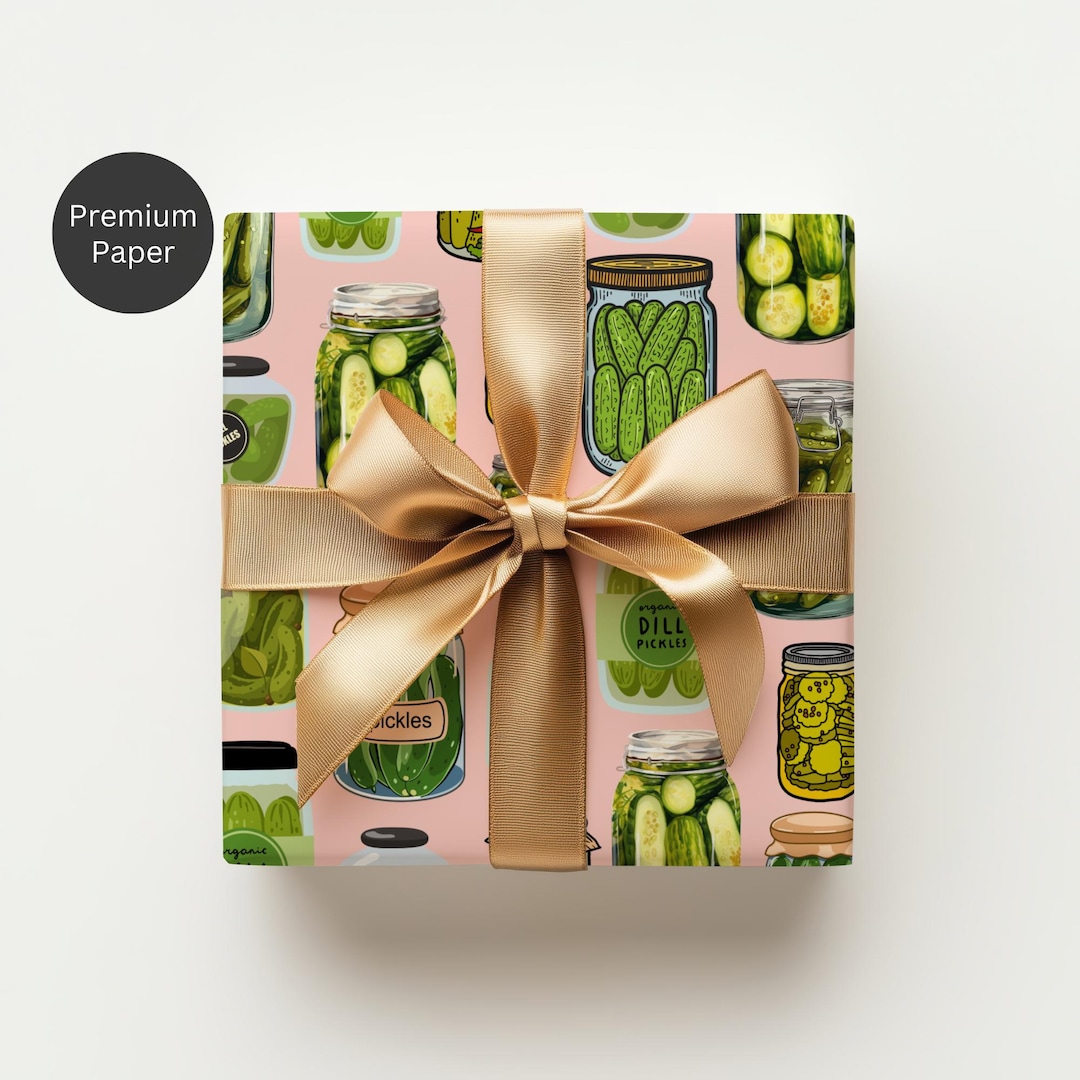Pink Canned Pickles Wrapping Paper Roll Cute Dill Pickle Gift Wrap ...