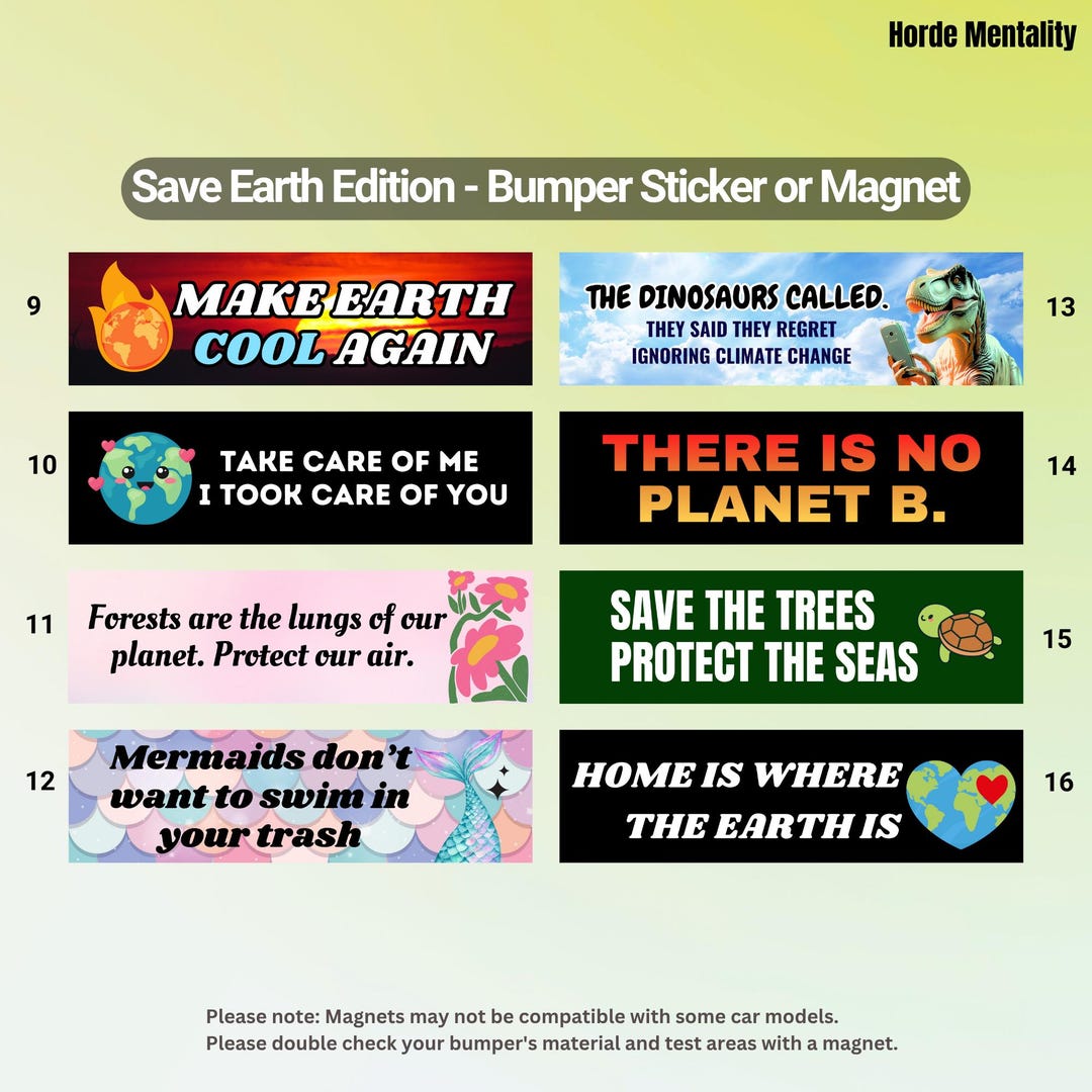 Funny Environmental Awareness Bumper Sticker Climate Change Car Decal ...