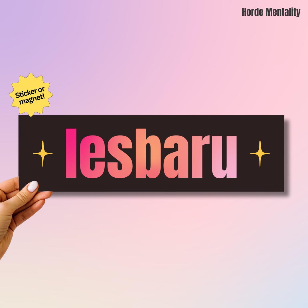 Funny Lesbian Bumper Sticker Lesbaru Car Magnet Funny Sapphic Car Decal ...