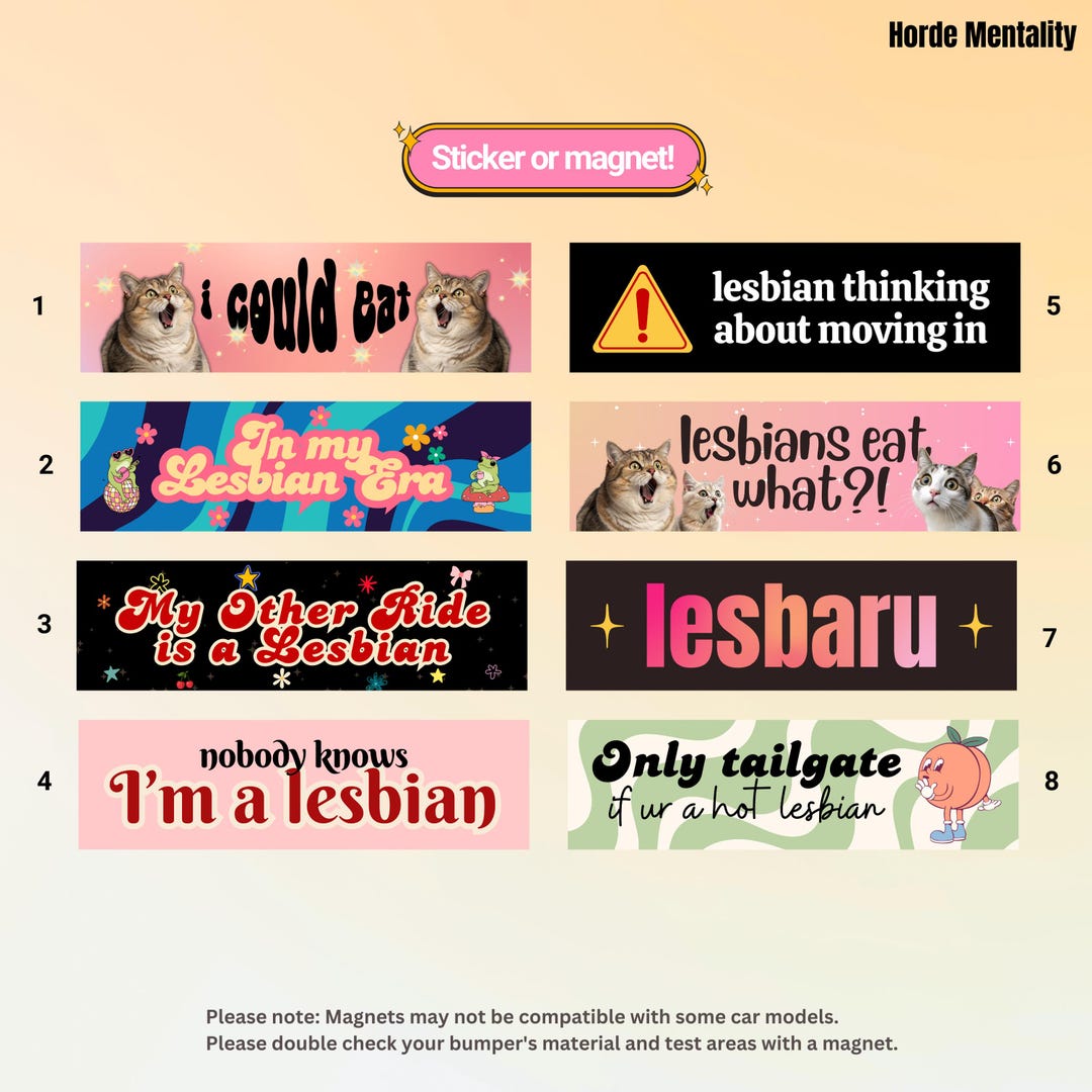 Lesbian Bumper Sticker Funny Lesbian Pride Car Decal Lesbian Bumper ...