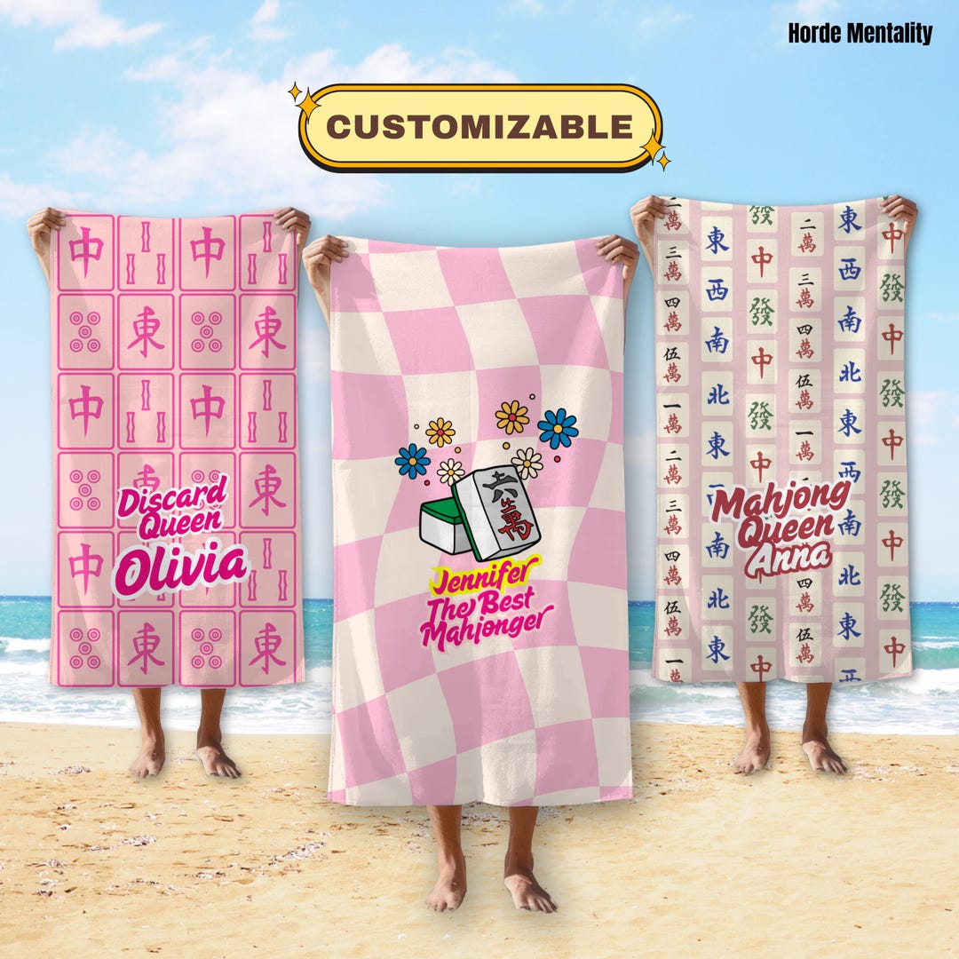 Custom Mahjong Beach Towel Mahjong Gift Mahjongg Gift Mahjong Party ...