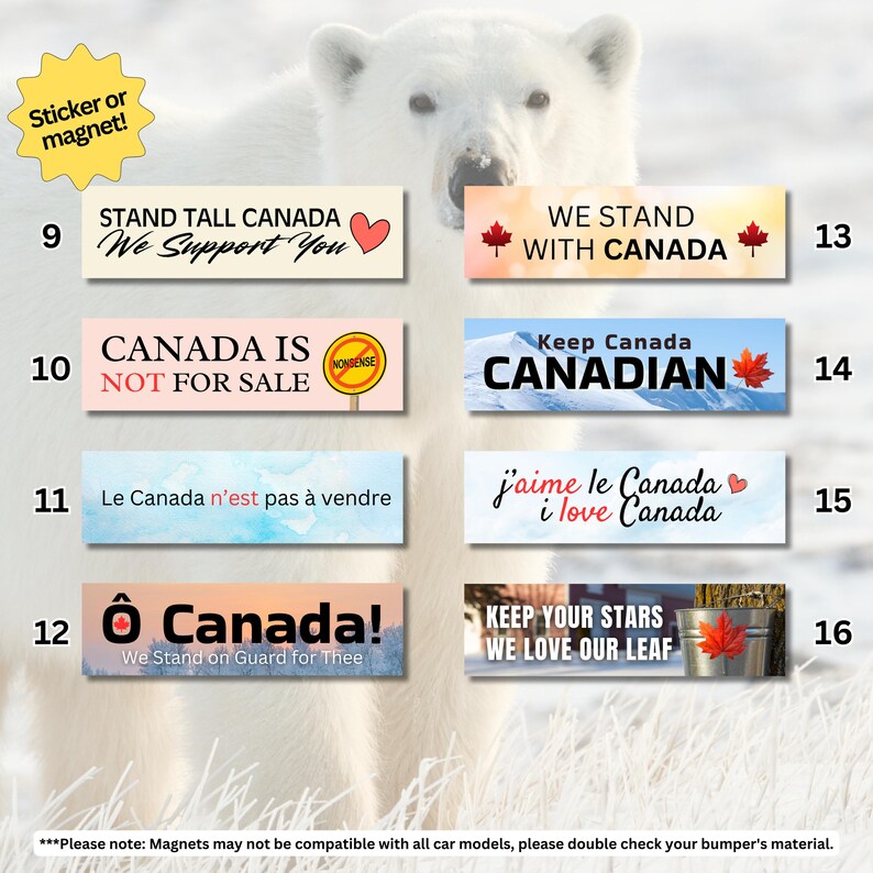 Support Canada Bumper Sticker Car Magnet Canadian Decal Never 51 ...