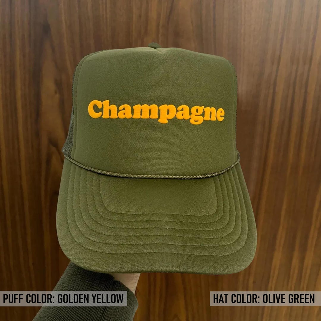 Champagne Puff Print Hat, Champagne Trucker Hat, Champagne Caps - Etsy