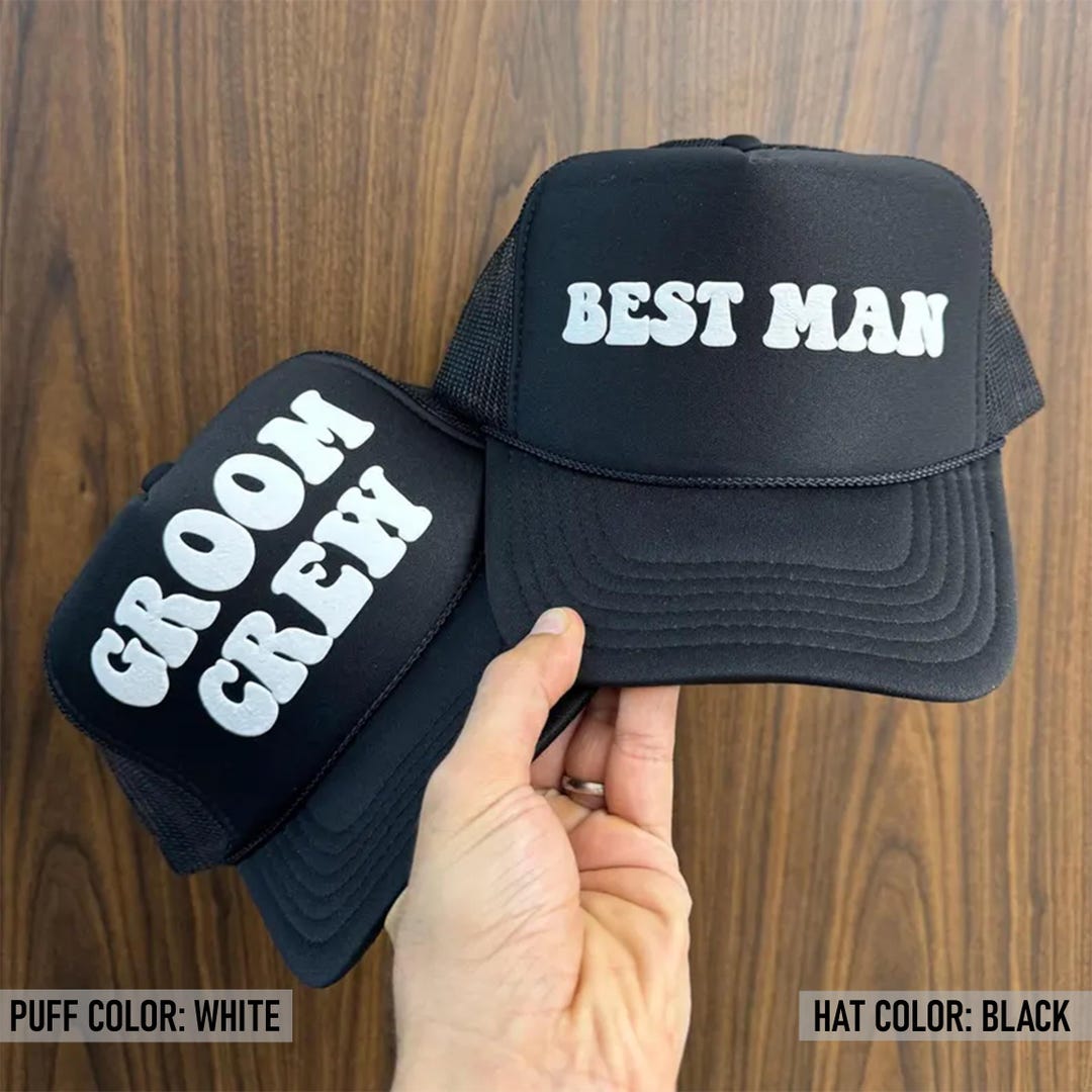 Groom Crew Best Man Hats, Groom Crew Puff Print Hat, Best Man Hat ...