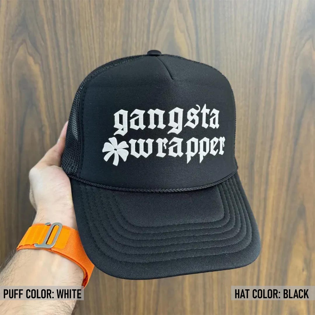 Gangsta Wrapper Puff Print Trucker Hat, Christmas Caps, Gangsta Wrapper ...