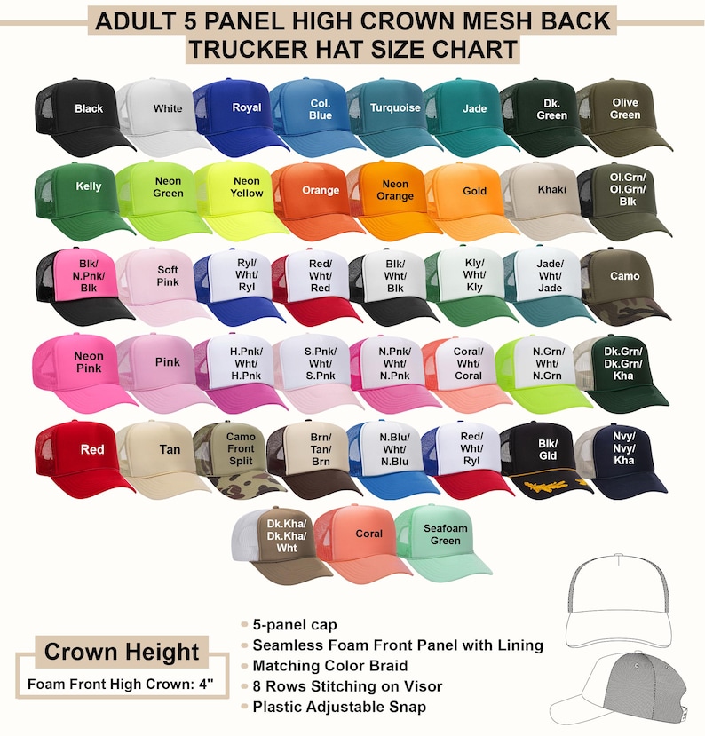 Puff Print Trucker Cap, Custom Foam Trucker Hats, Personalized Foam ...