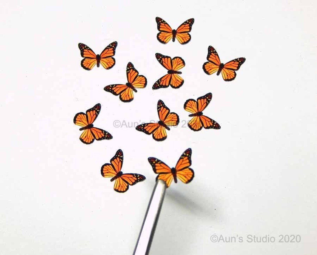 Tiny Paper Monarch Butterflies, Realistic Printed Paper Butterflies Set ...