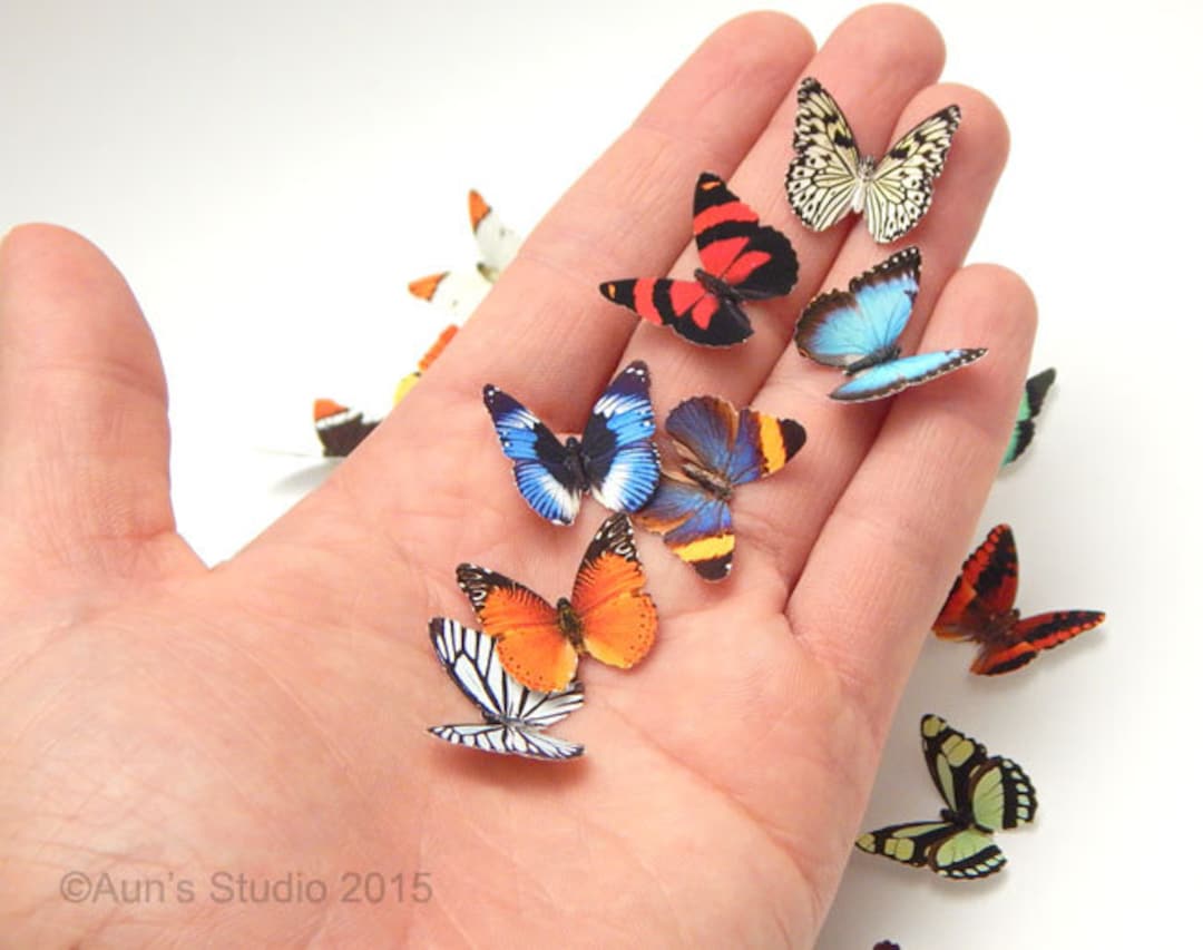 Small Realistic Paper Butterflies, 1 Inch Printed Paper Butterflies Mix ...