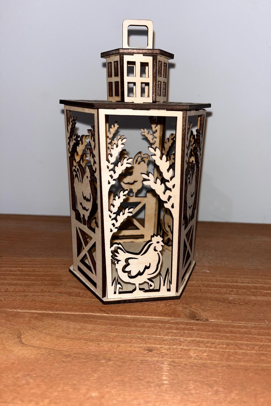 Farmhouse Lantern | Chicken Lantern | Laser Cut Wooden Lantern - Etsy