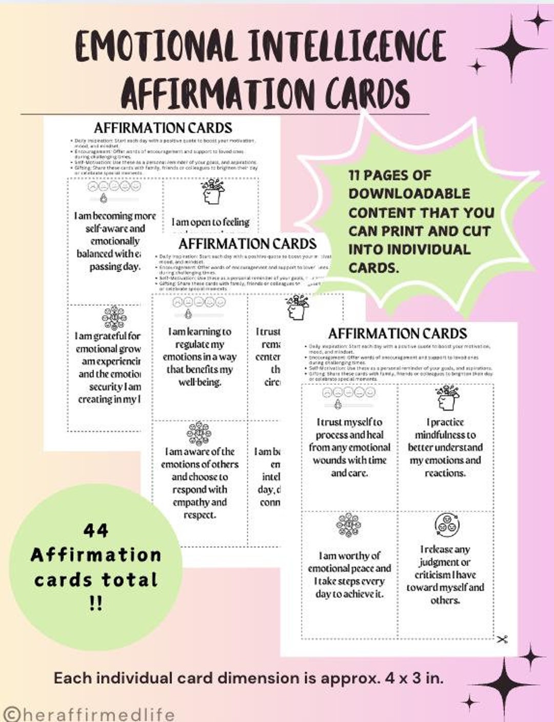 Emotional Intelligence Affirmation Cards - Etsy