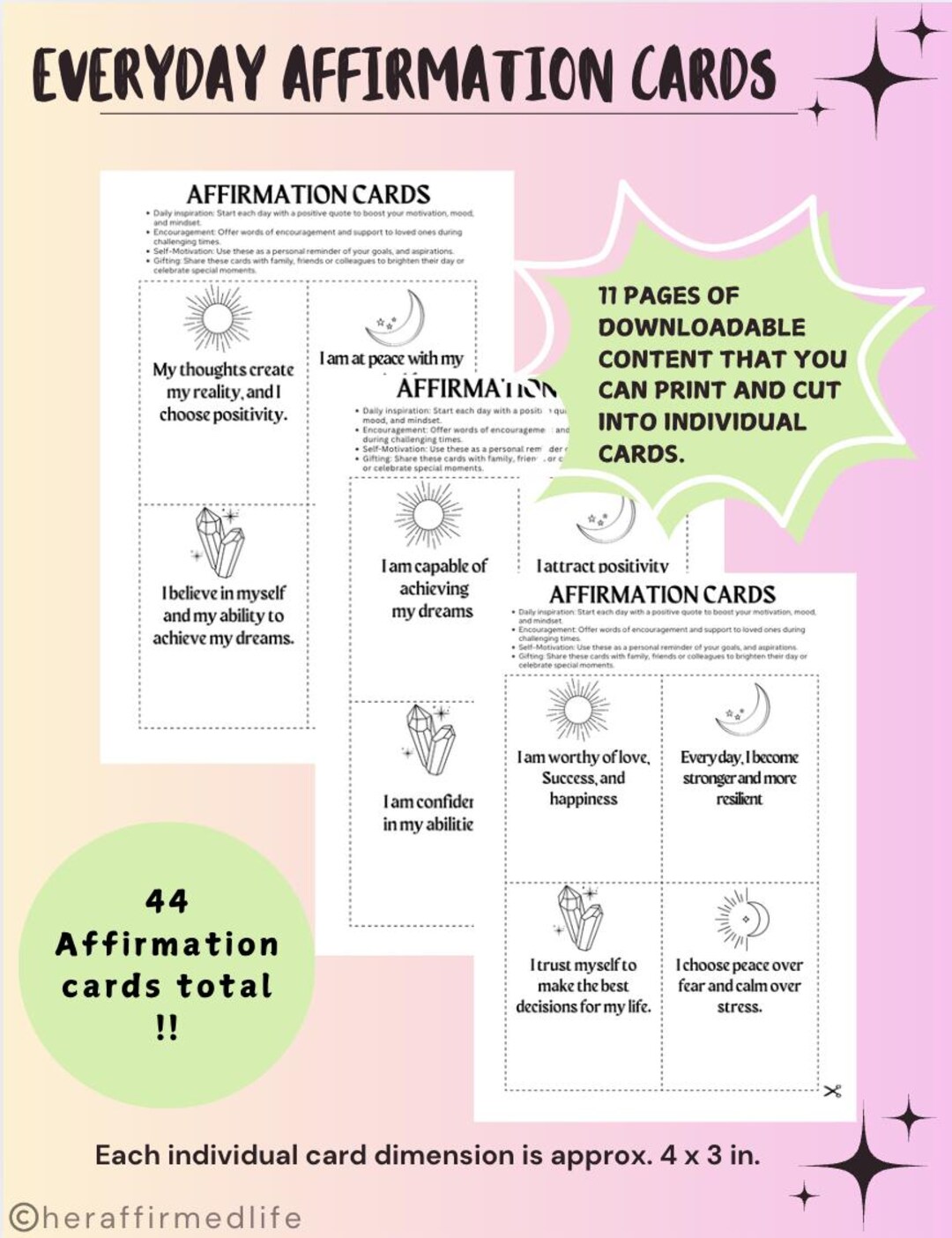 Everyday Affirmation Cards - Etsy