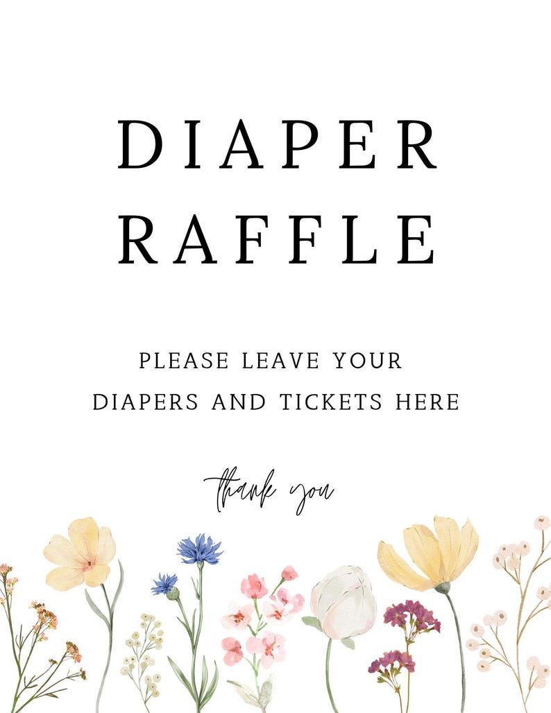 Baby Shower Sign, Diaper Raffle, Diaper Raffle Tickets, Baby Shower ...