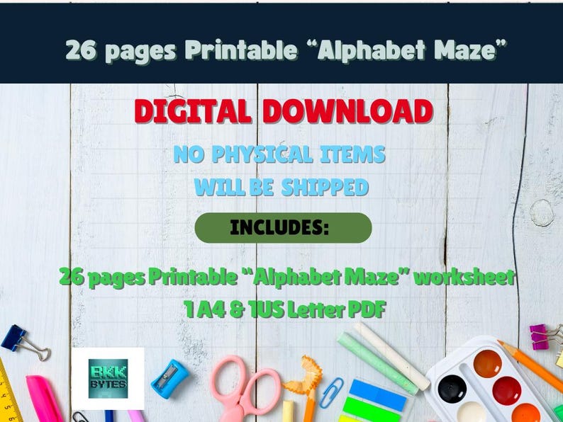 Alphabet Maze and Tracing Worksheets A to Z Printable PDF for Kids ...