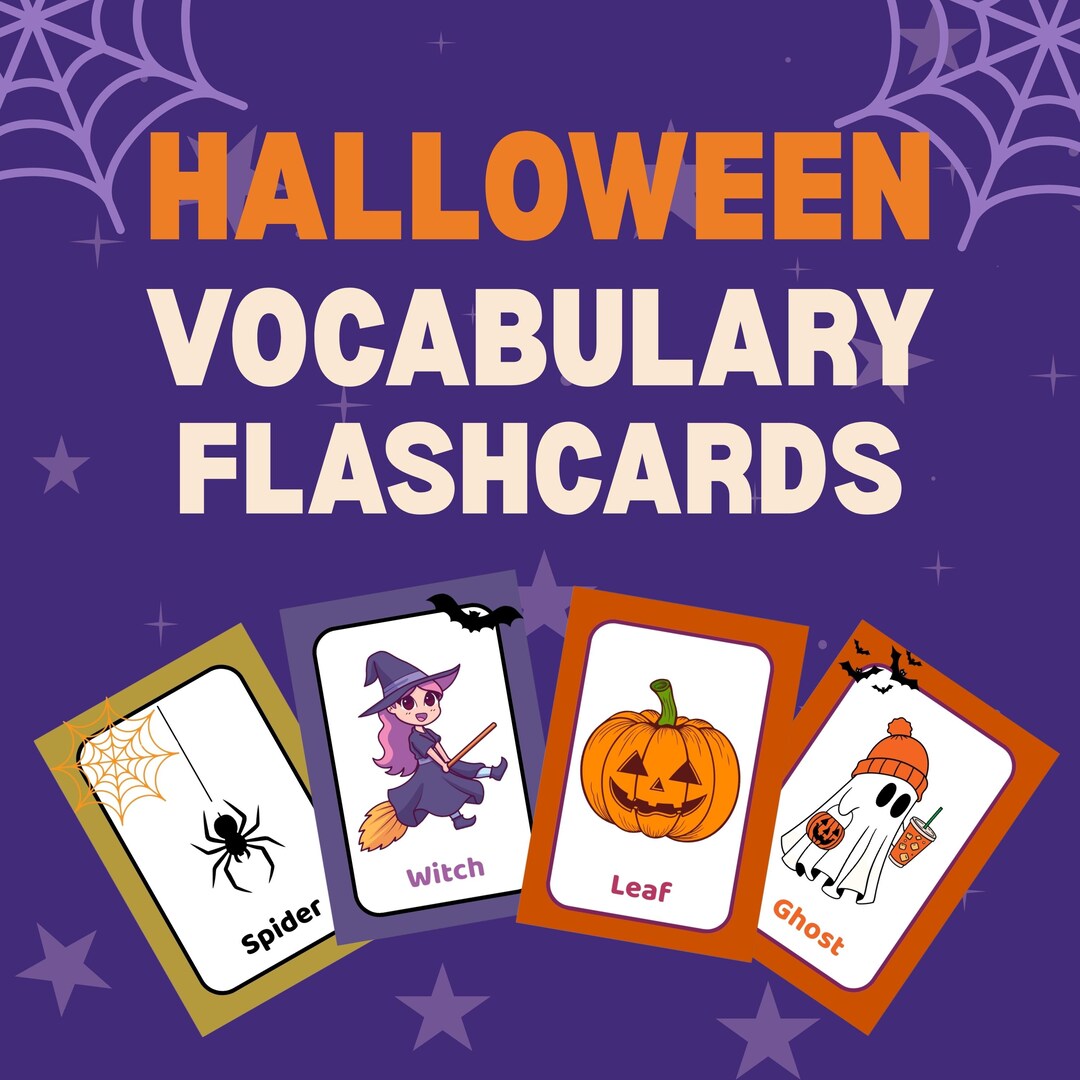 Halloween Vocabulary Flashcards | 12 Cute Halloween Words for Kids ...
