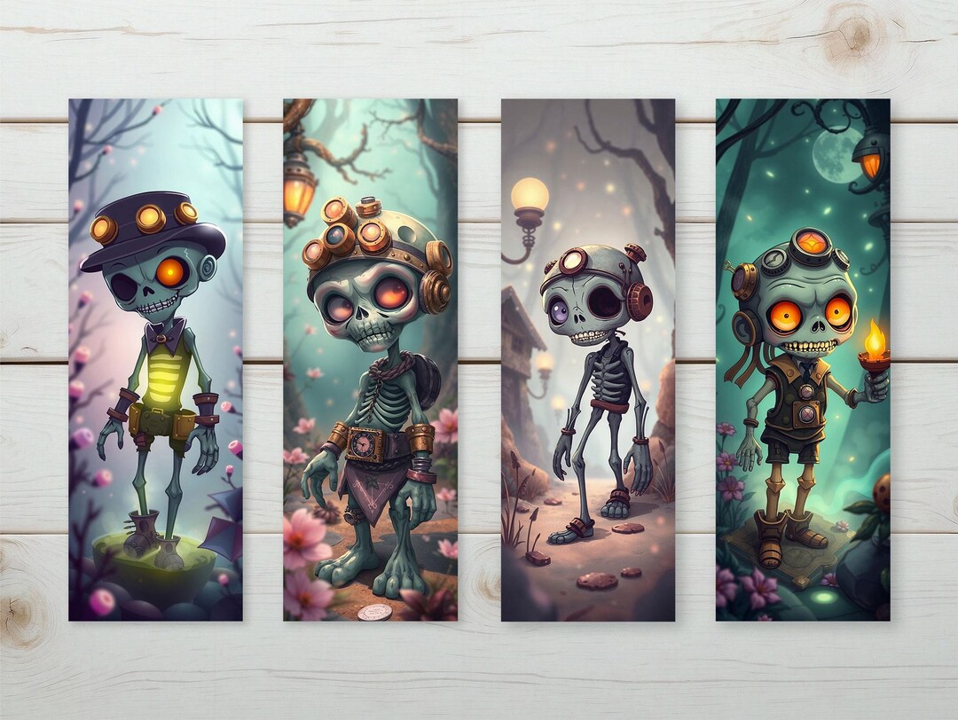 Cute Cyberpunk Zombies Printable Bookmarks - Etsy