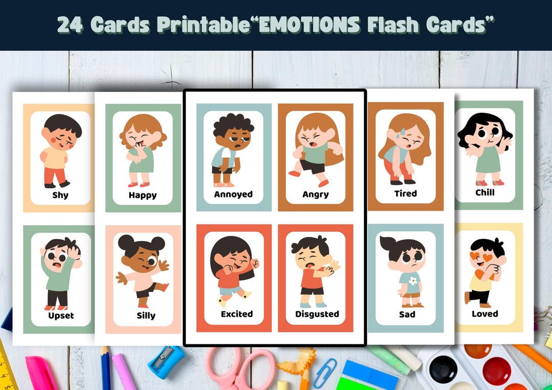 Printable Emotions Flash Cards – SEL Learning, Preschool (PDF) - Etsy