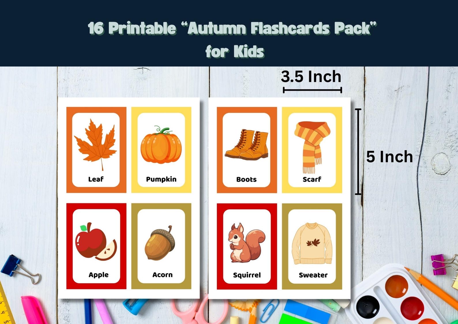 Autumn Vocabulary Flashcards for Kids | Fall Preschool Printable Cards ...