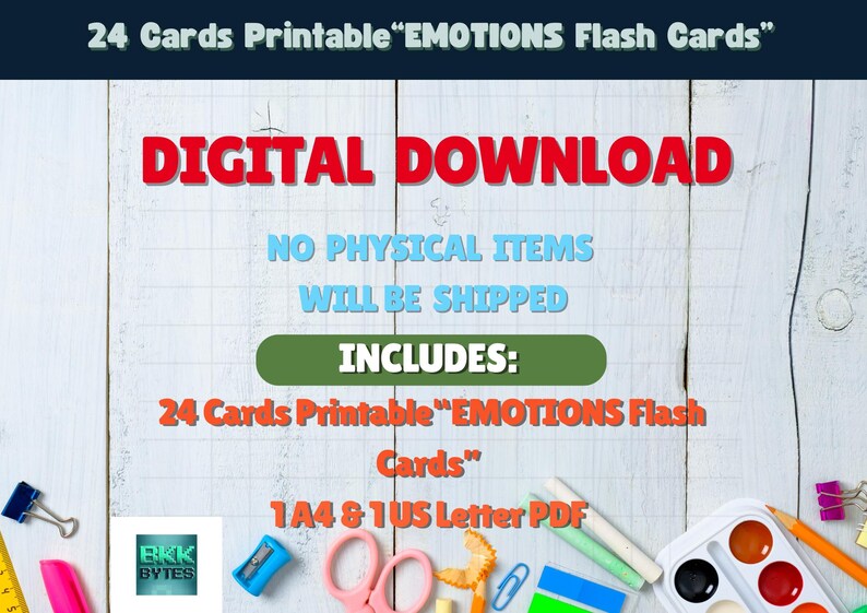 Printable Emotions Flash Cards for Kids - 24 Printable Feelings Cards ...