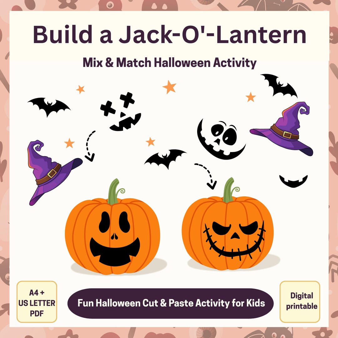 Halloween Pumpkin Craft: Cut and Paste Activity for Kids (PDF Download ...