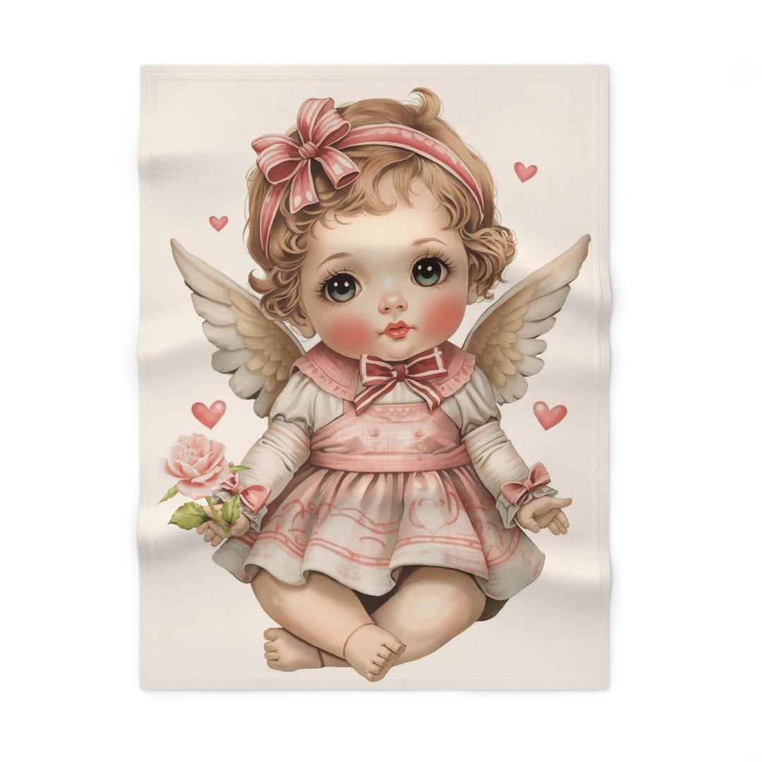 Adorable Kewpie Doll Cupid Sweetheart Soft Fleece Baby Blanket Angel ...