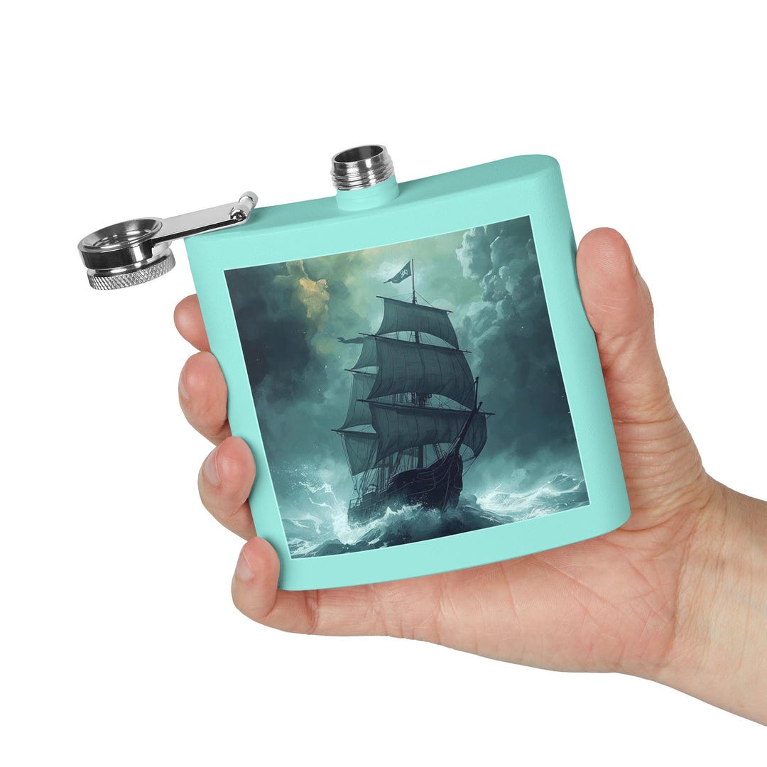 Ghost Pirate Ship in Storm Stainless Steel Flask, 6oz - Etsy