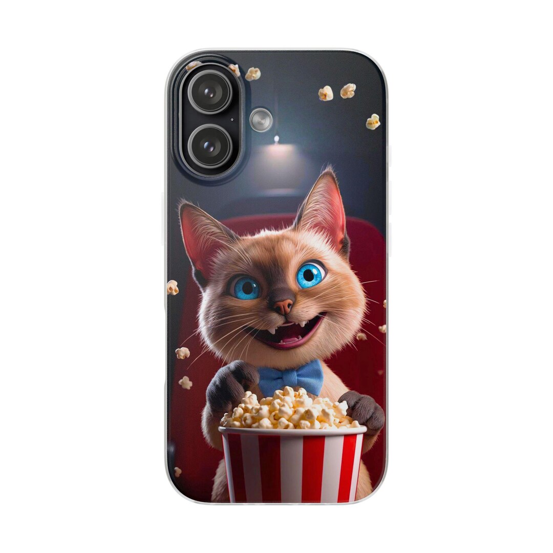 Blue Eyed Siamese Enjoys Popcorn at the Theater Flexi Case Fits All ...
