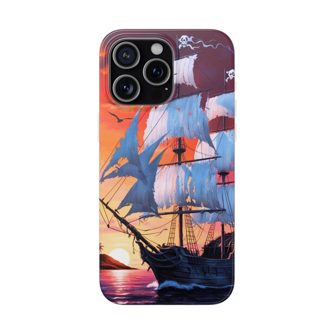 Ragged Ghost Pirate Ship in the Tropics at Sunset Flexi Cases for ...