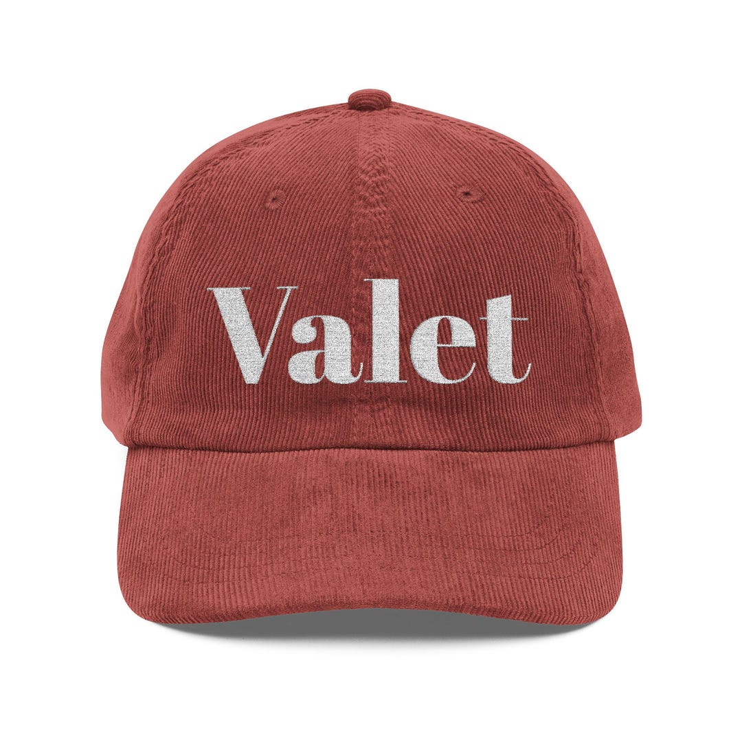 Valet Hat With Fancy 1920's Art Deco Style White Lettering Corduroy Cap ...