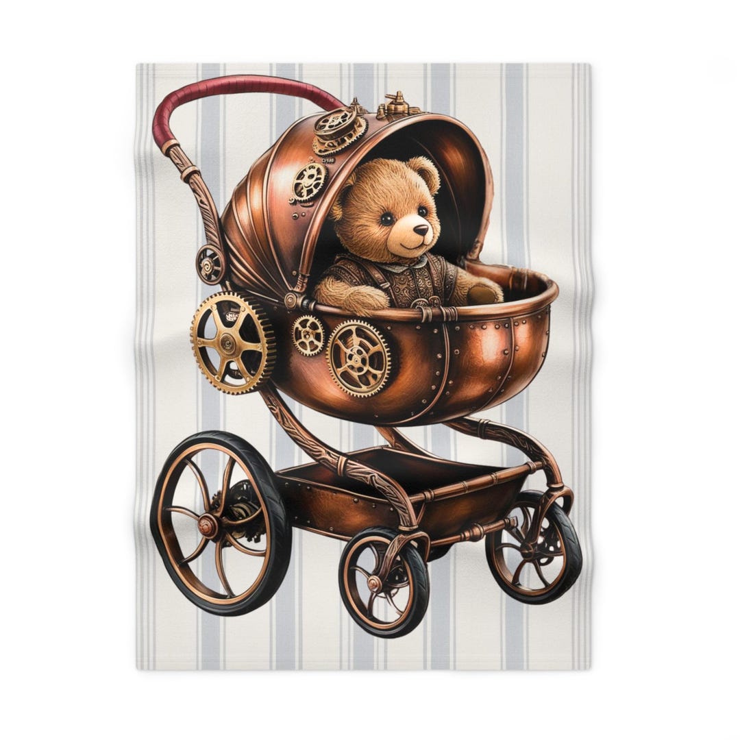 Steampunk Teddy Bear Fleece Baby Blanket, Copper Stroller Wrap - Etsy