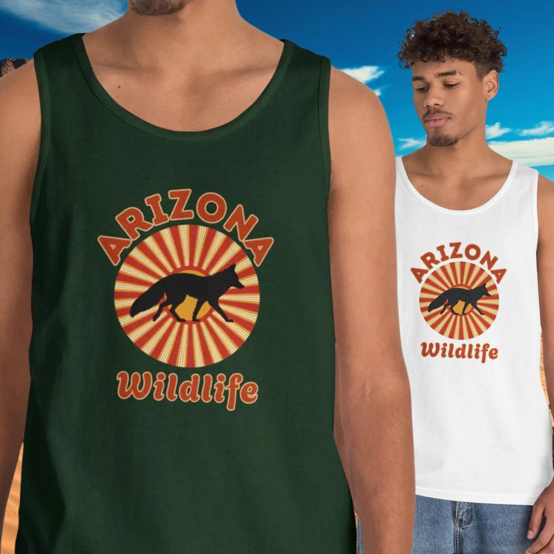 Arizona Wildlife Coyote Unisex Heavy Cotton Tank Top Retro Sun With ...