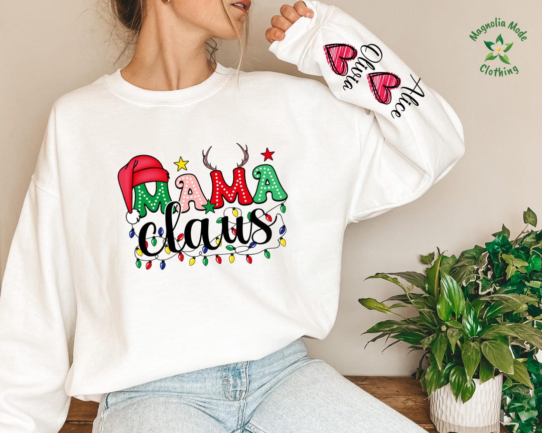 Personalized Christmas Mama Sweat With Kids Name, Christmas Mom Gift ...