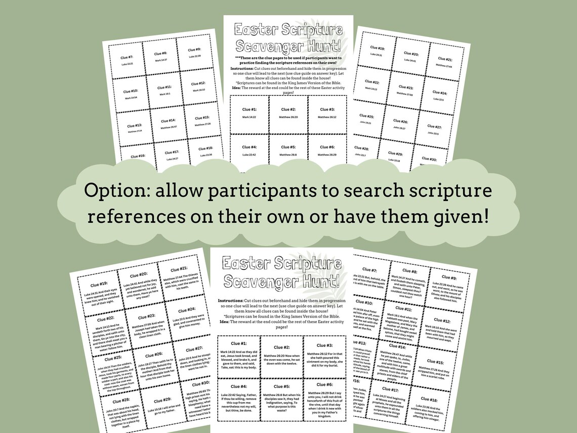 Easter Bible Scavenger Hunt | Religious Easter Scripture Game ...