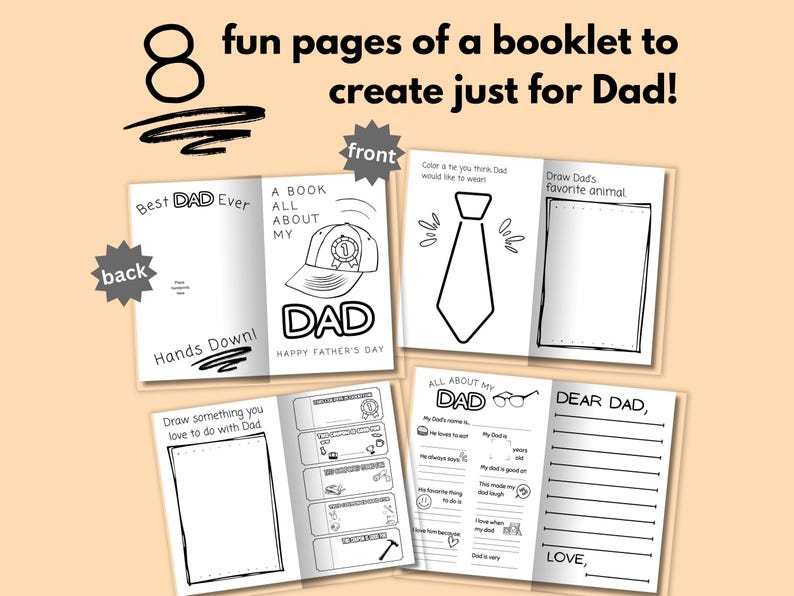 Kids Printable Father's Day Gift - Booklet With All About Dad ...