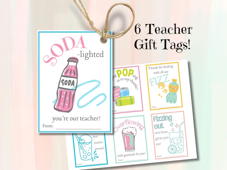 Soda Pop Gift Tags Printable Set, Teacher Appreciation Week Gift Tags ...