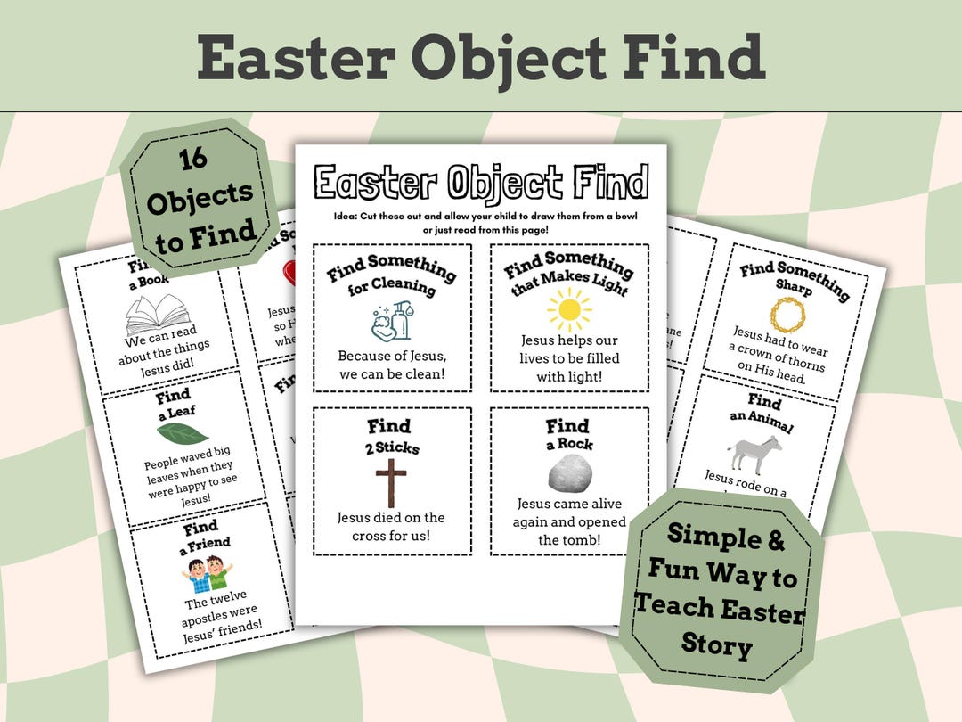 Easter Story Activity for Kids- Christian Easter Object Find/scavenger ...
