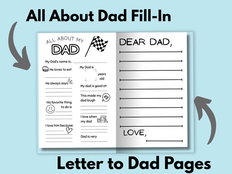 Kids Printable Father's Day Gift - Booklet With All About Dad ...