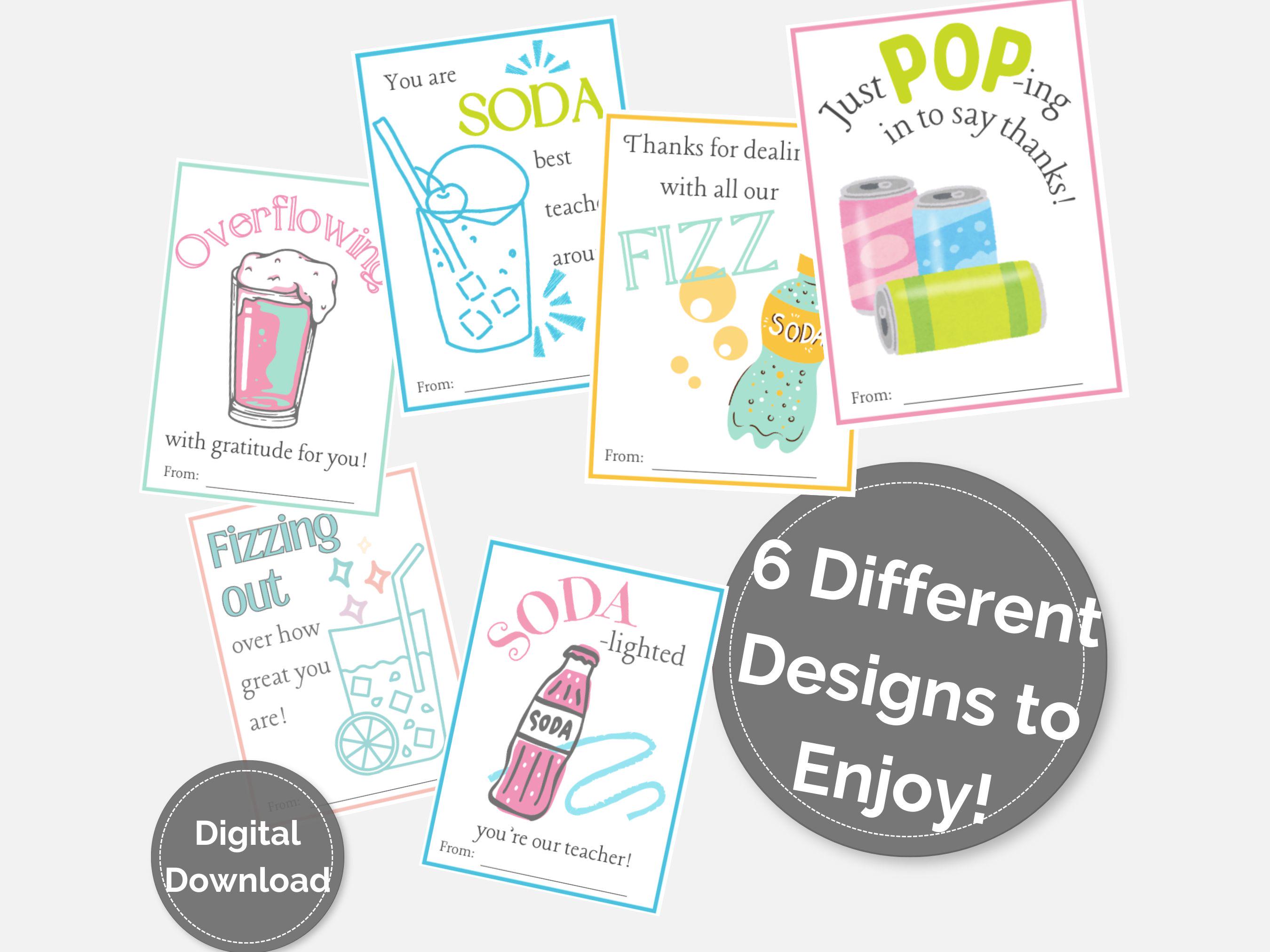 Soda Pop Gift Tags Printable Set, Teacher Appreciation Week Gift Tags ...