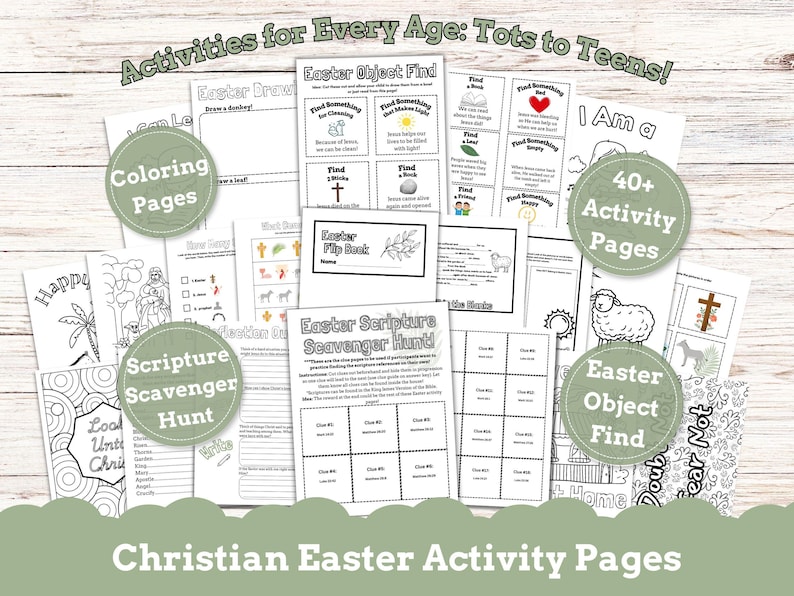 Christian Easter Activity Pages Bundle- Activities for Every Age ...