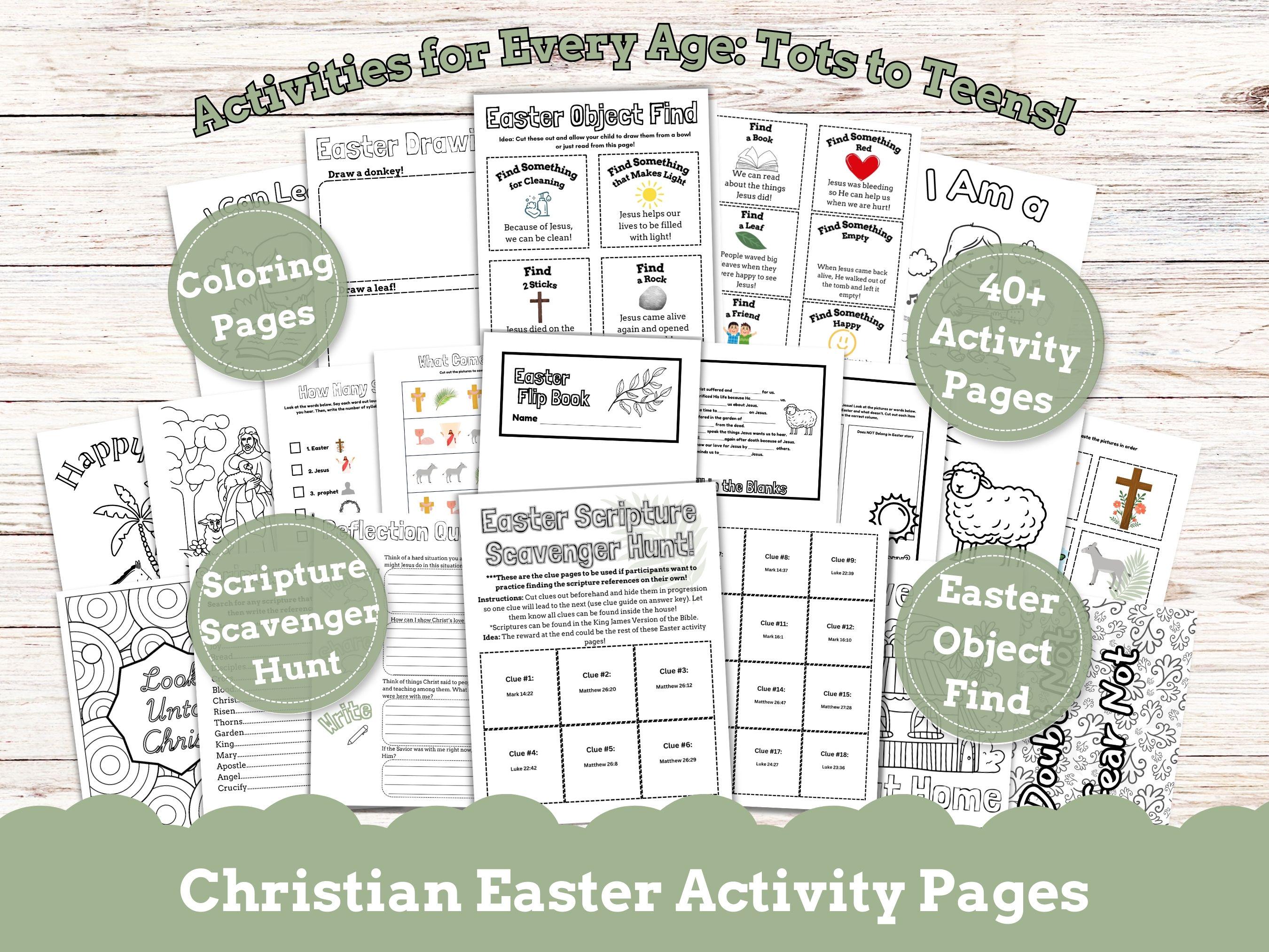 Christian Easter Activity Pages Bundle- Activities for Every Age ...