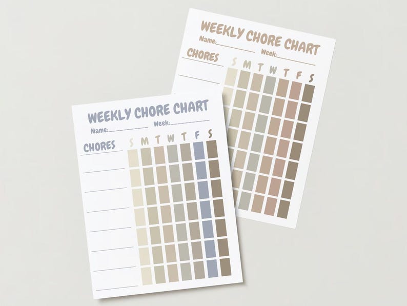 Printable Weekly Chore Chart – Two Color Variations! | Instant Download ...